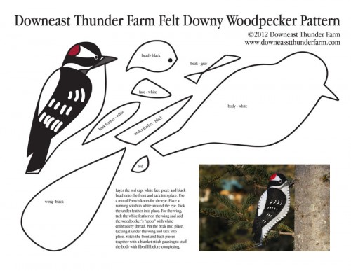 Downy Woodpecker Felt Ornament | Downeast Thunder Farm